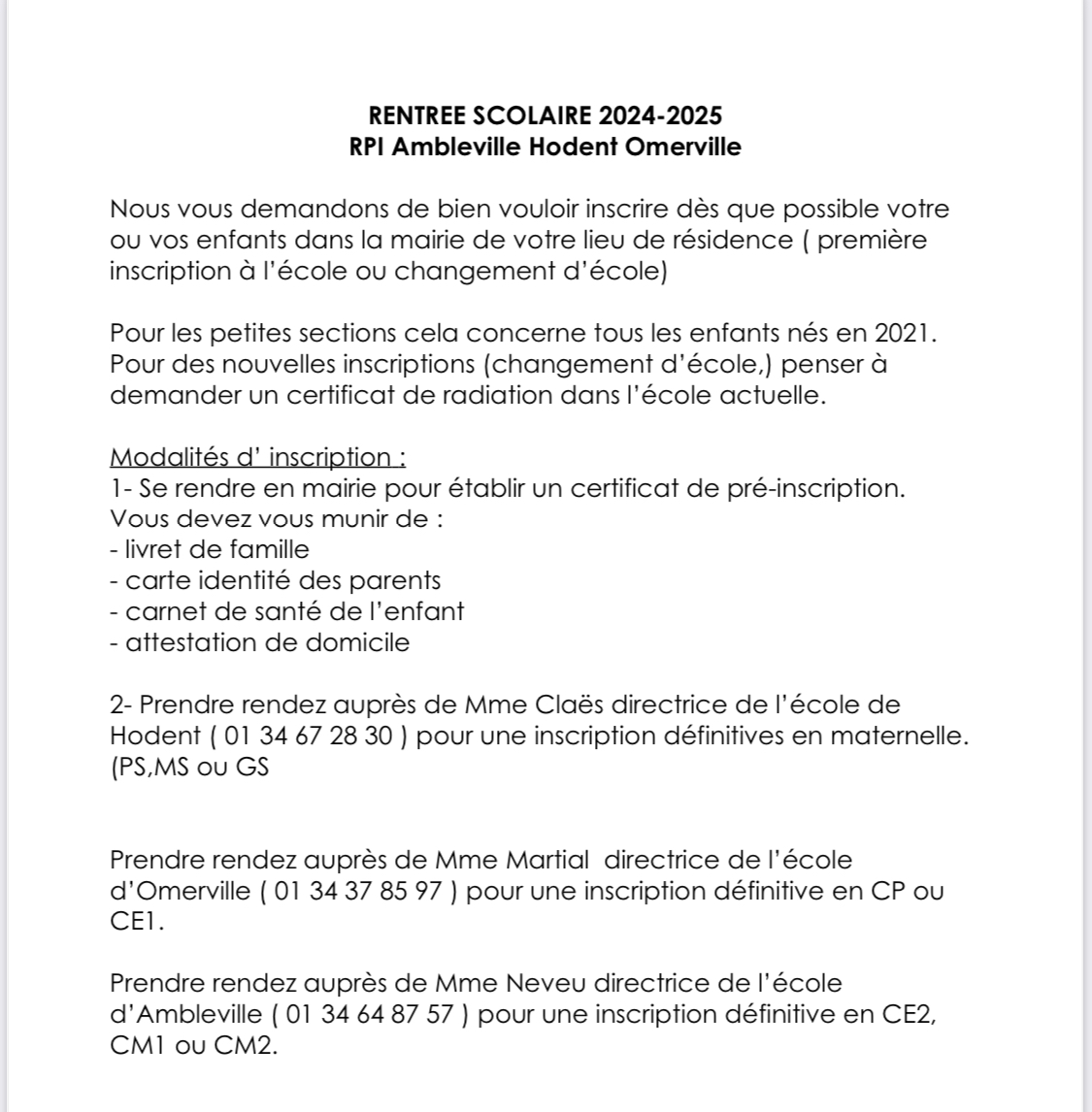 Actualités - Ecole : 1ère inscription pour la rentrée scolaire 2024-2025 - Actualité illiwap de ...